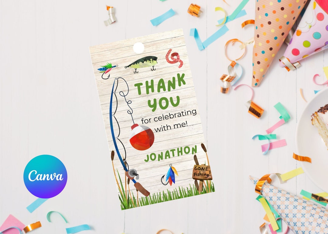 Editable Fishing Birthday Thank You Tags-fish Thank You Tag-fishing ...