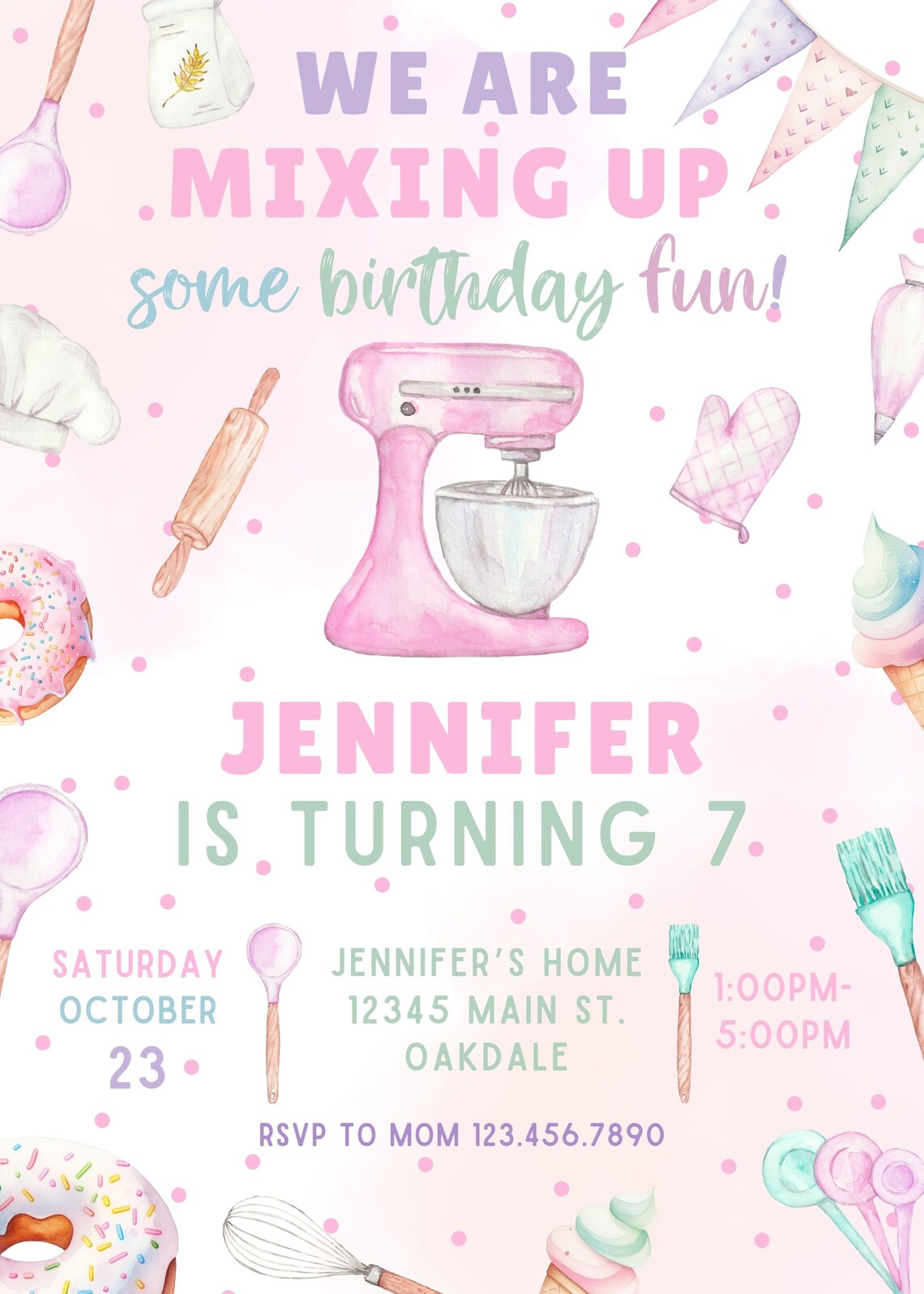 Editable Baking Birthday Invitation Template-sweet Birthday Party Invite-baking Themed ...