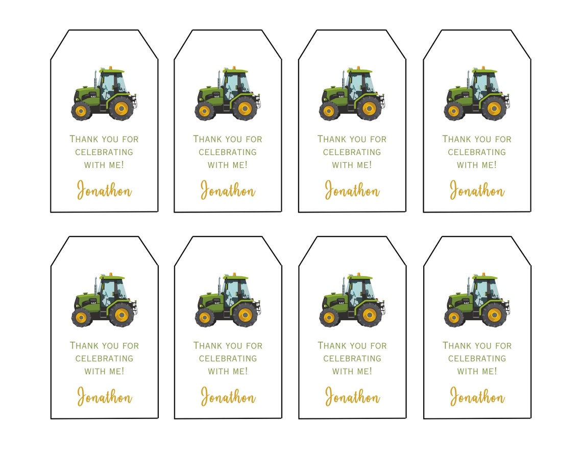 Editable Tractor Thank You Tag Templates-birthday Thank You Tags ...