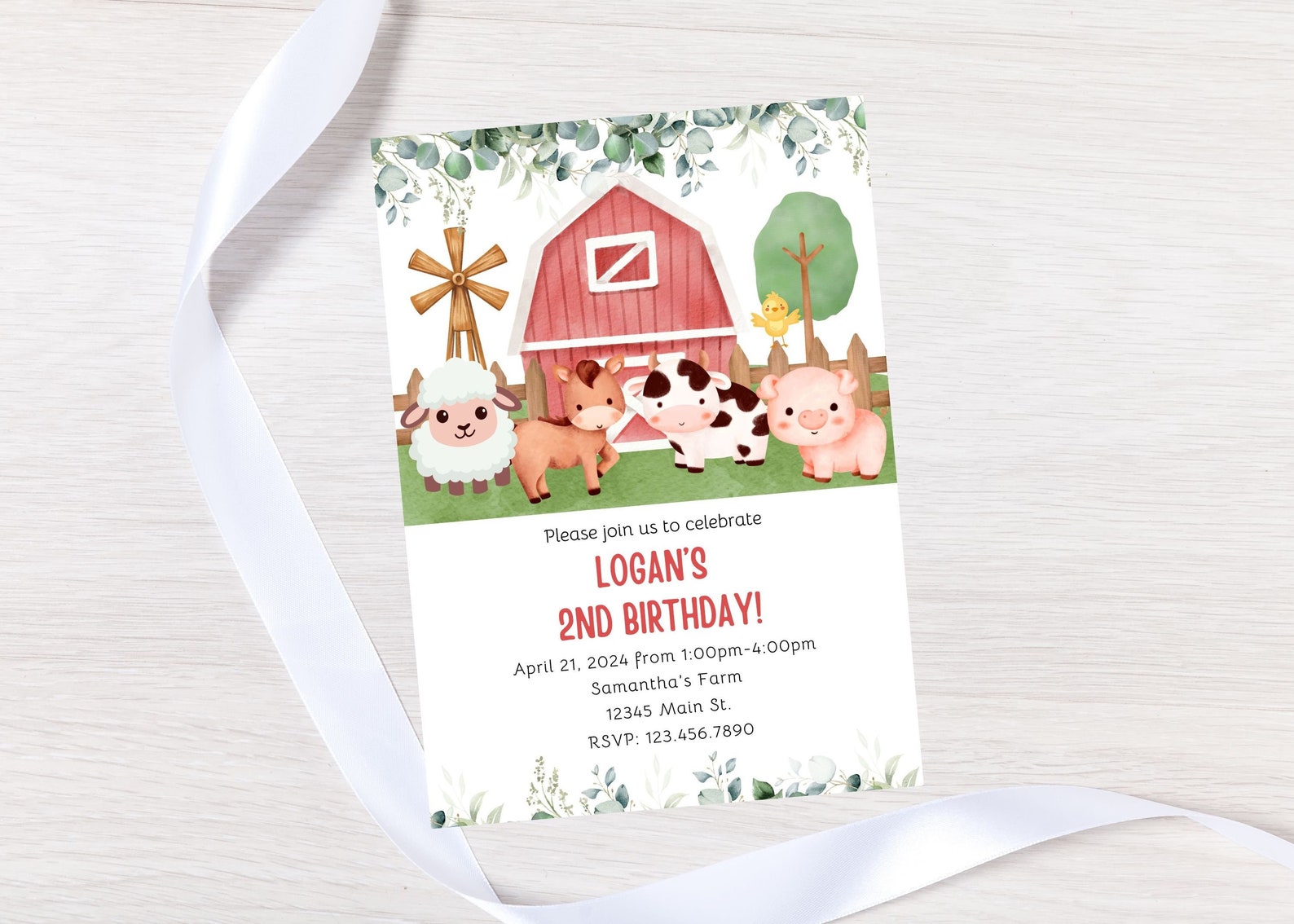 Farm Birthday Invitation-farm Birthday Party-barn Animal Invitation ...