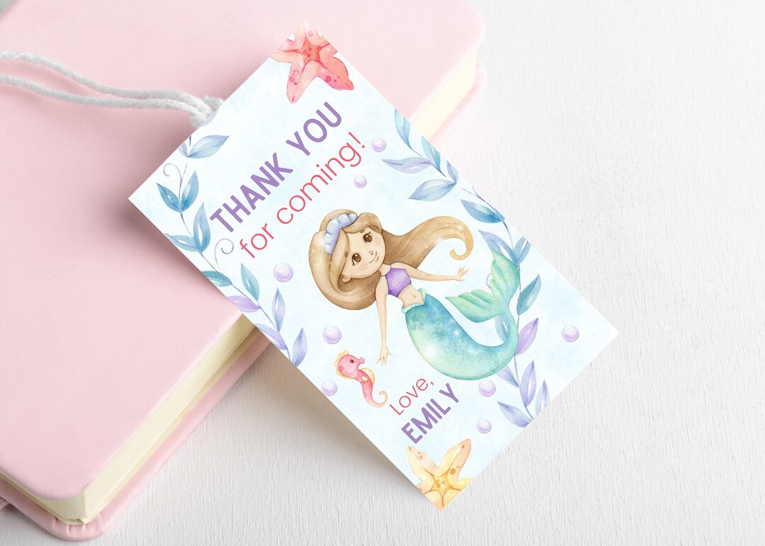Mermaid Birthday Favor Tags-mermaid Gift Tag Template-editable-instant ...