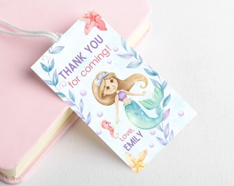 Mermaid Favor Tags Editable Template Under the Sea Mermaid - Etsy