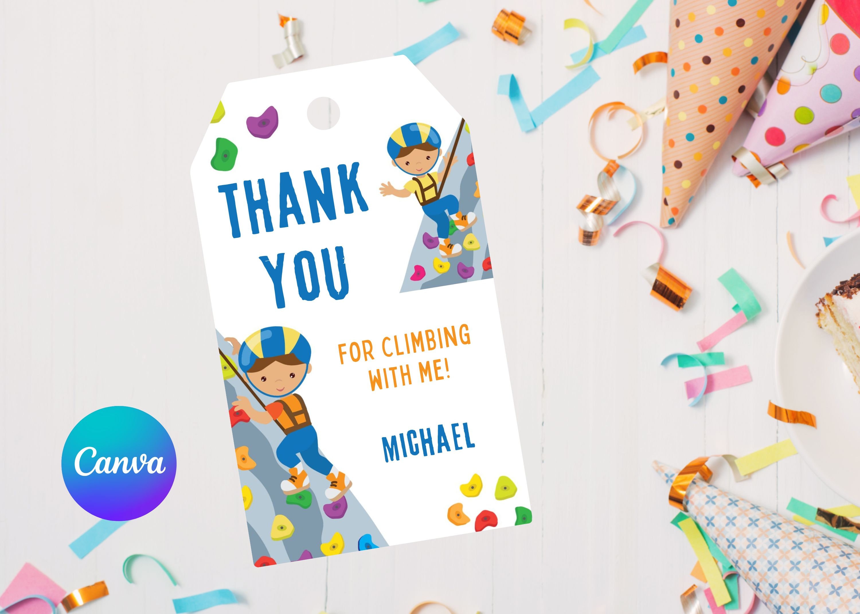 Editable Rock Climbing Thank You Tag-climbing Thank You Tags-birthday ...