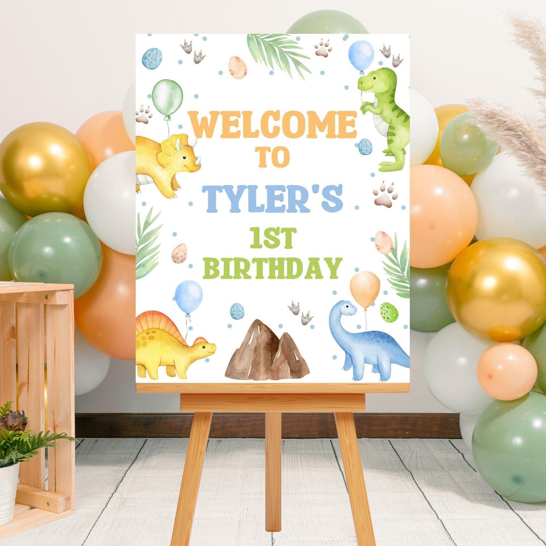 Editable Dinosaur Birthday Welcome Sign-birthday Welcome Sign-instant ...
