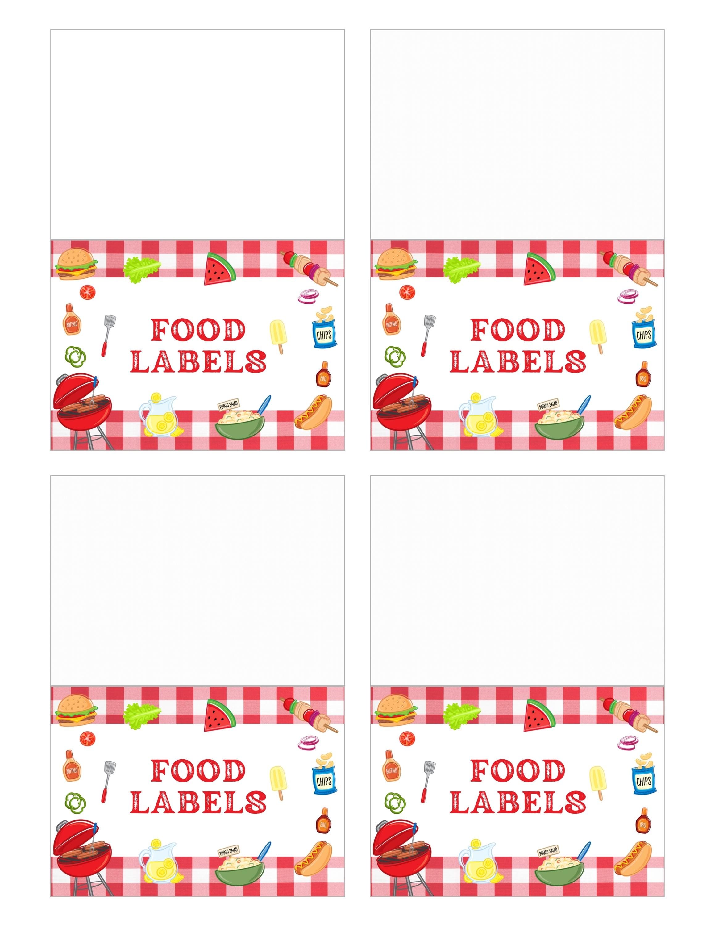 Editable BBQ Food Tags, BBQ Theme Party, Backyard Barbecue Food Sign ...