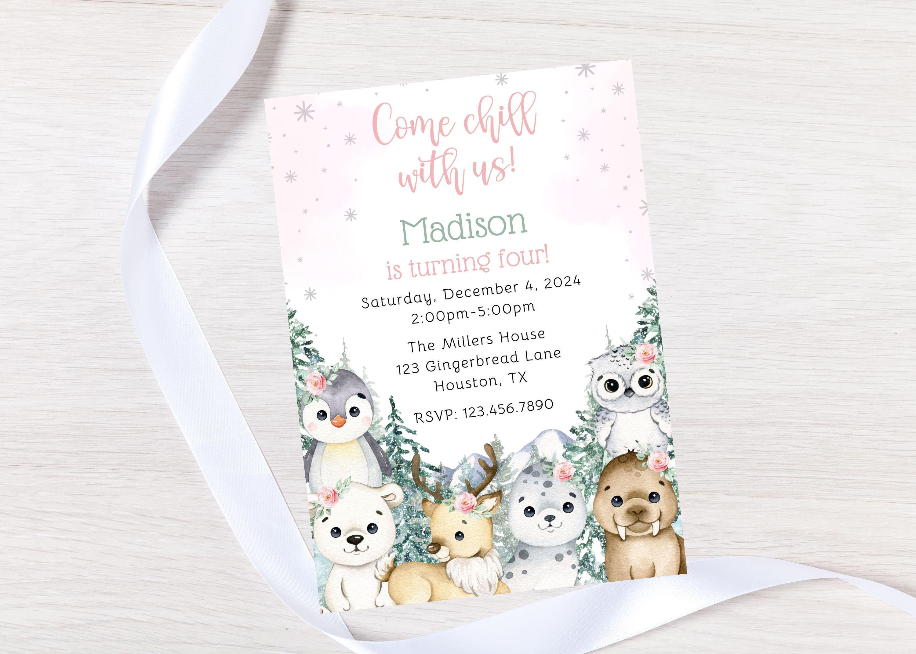Arctic Animals Birthday Invitation – Winter Wonderland, Printable ...