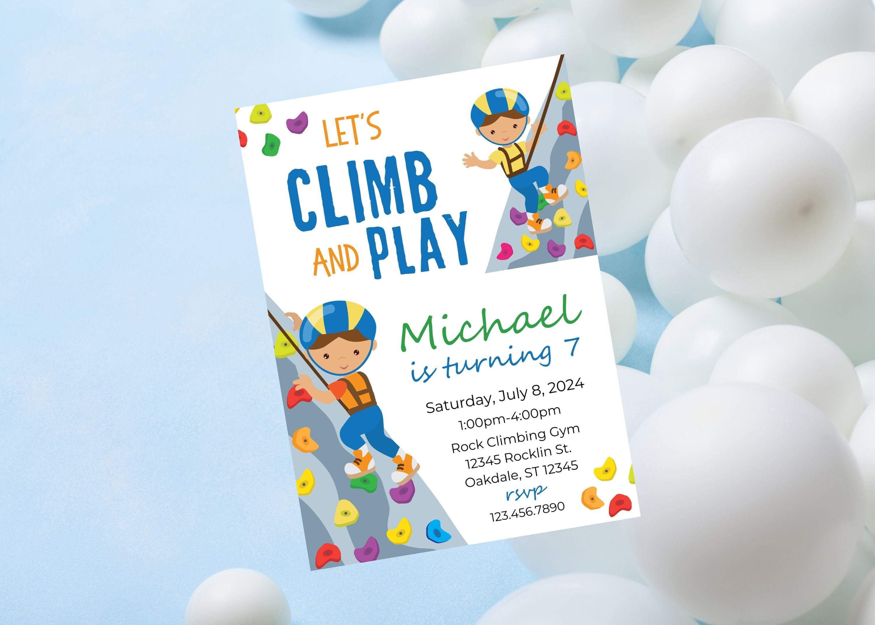 Editable Rock Climbing Birthday Invitation Template-rock Climbing ...