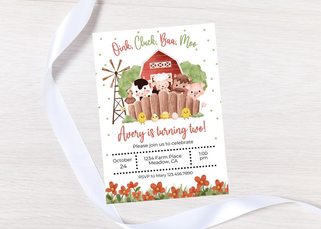 Editable Farm Birthday Invitation-farm Birthday Invite-instant Download ...