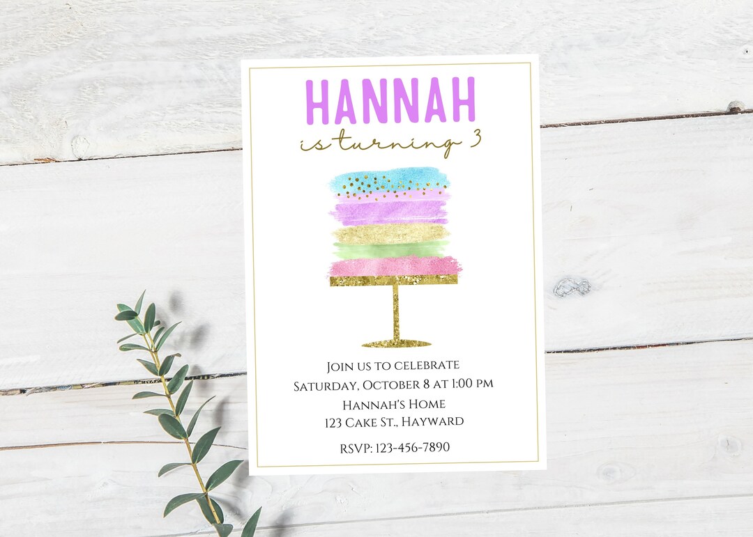 Birthday Cake Invite-cake Invitation-birthday Invitation-birthday ...