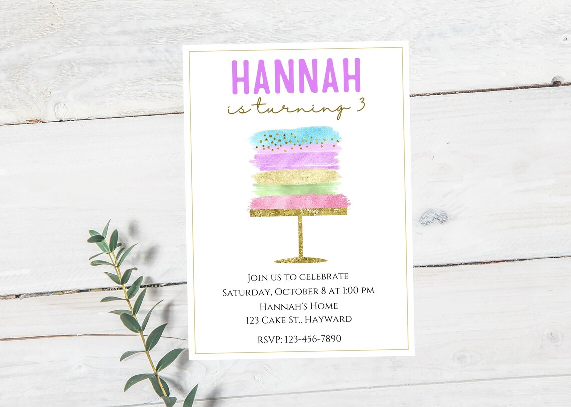 Birthday Cake Invite-cake Invitation-birthday Invitation-birthday ...