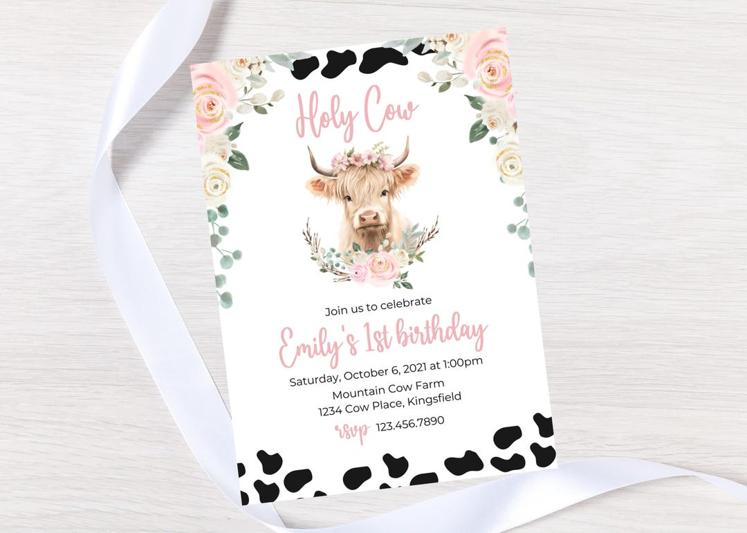 Cow Birthday Invitation Template-instant Download - Etsy