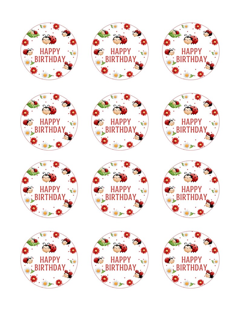 Editable Ladybug Cupcake Topper-ladybug Theme Party Decor-bug Birthday ...