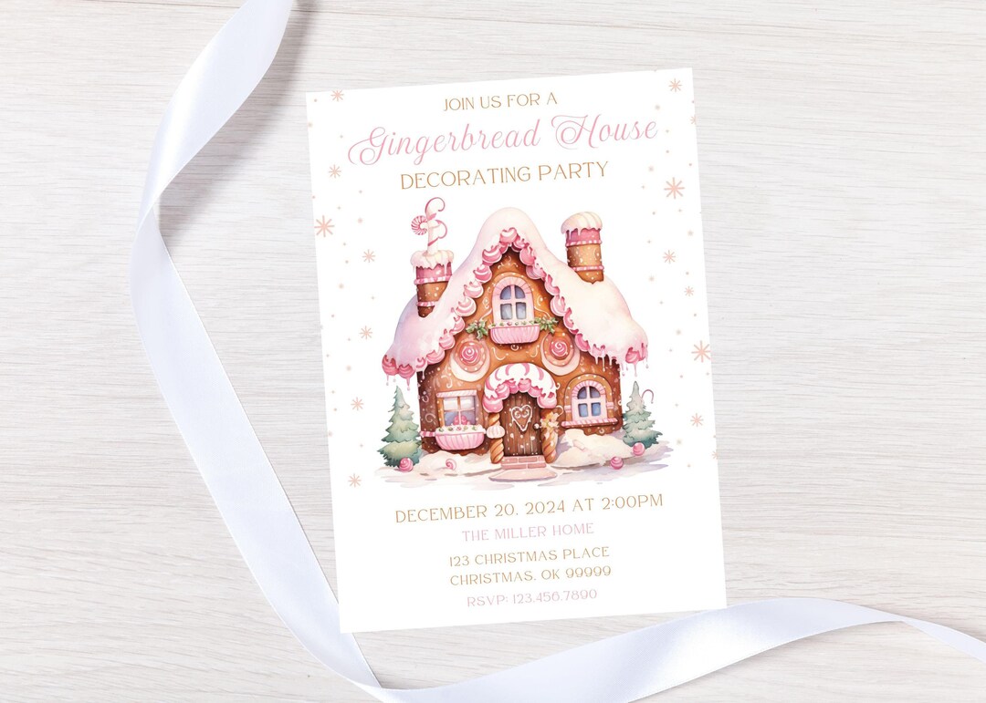 Gingerbread House Christmas Party Invitation Template-gingerbread House ...
