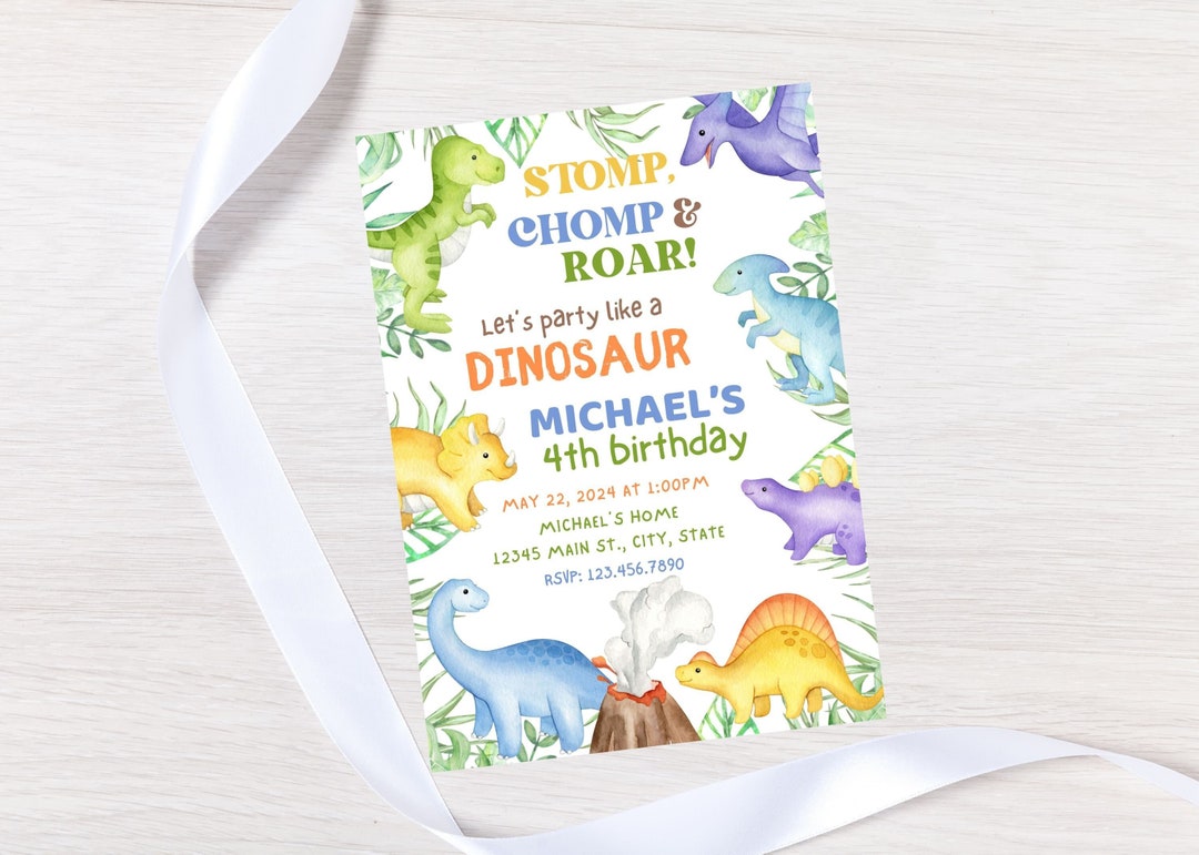 Editable Dinosaur Invitation Template-dinosaur Birthday Invite-instant ...