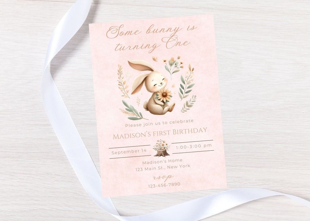 Editable Bunny Birthday Invitation-bunny Birthday Invite-instant ...