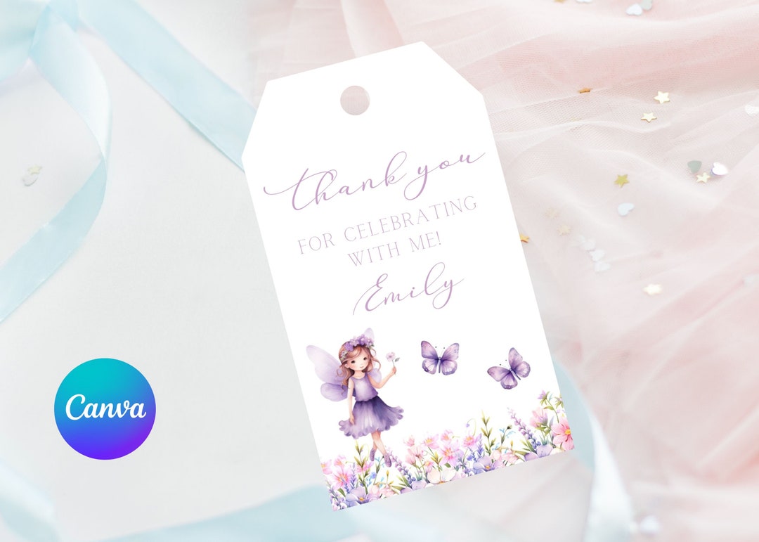 Editable Fairy Thank You Tag-fairy Tags-birthday Favor Tags-instant ...