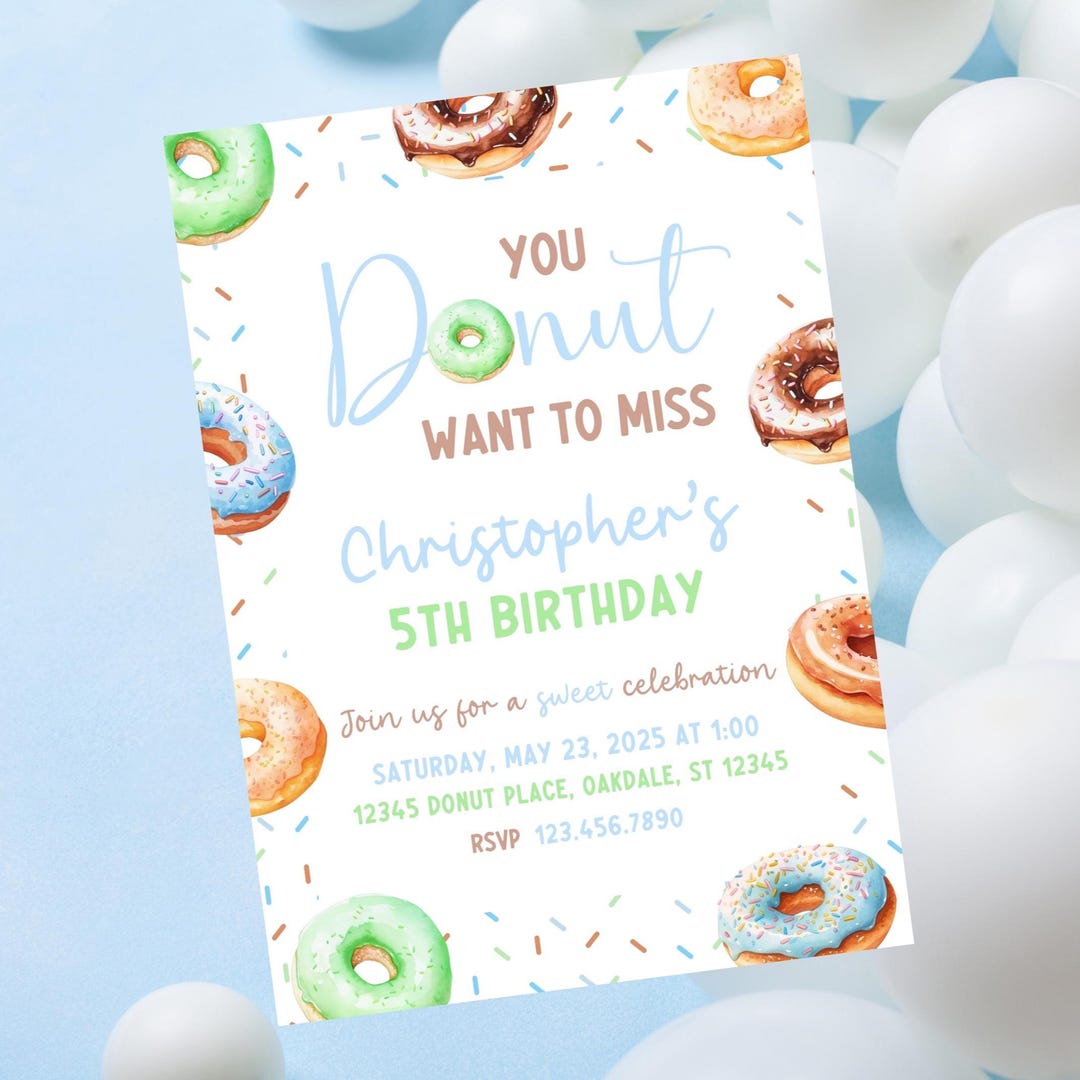 Editable Donut Birthday Party Invitation-sweets Theme Invite-instant ...