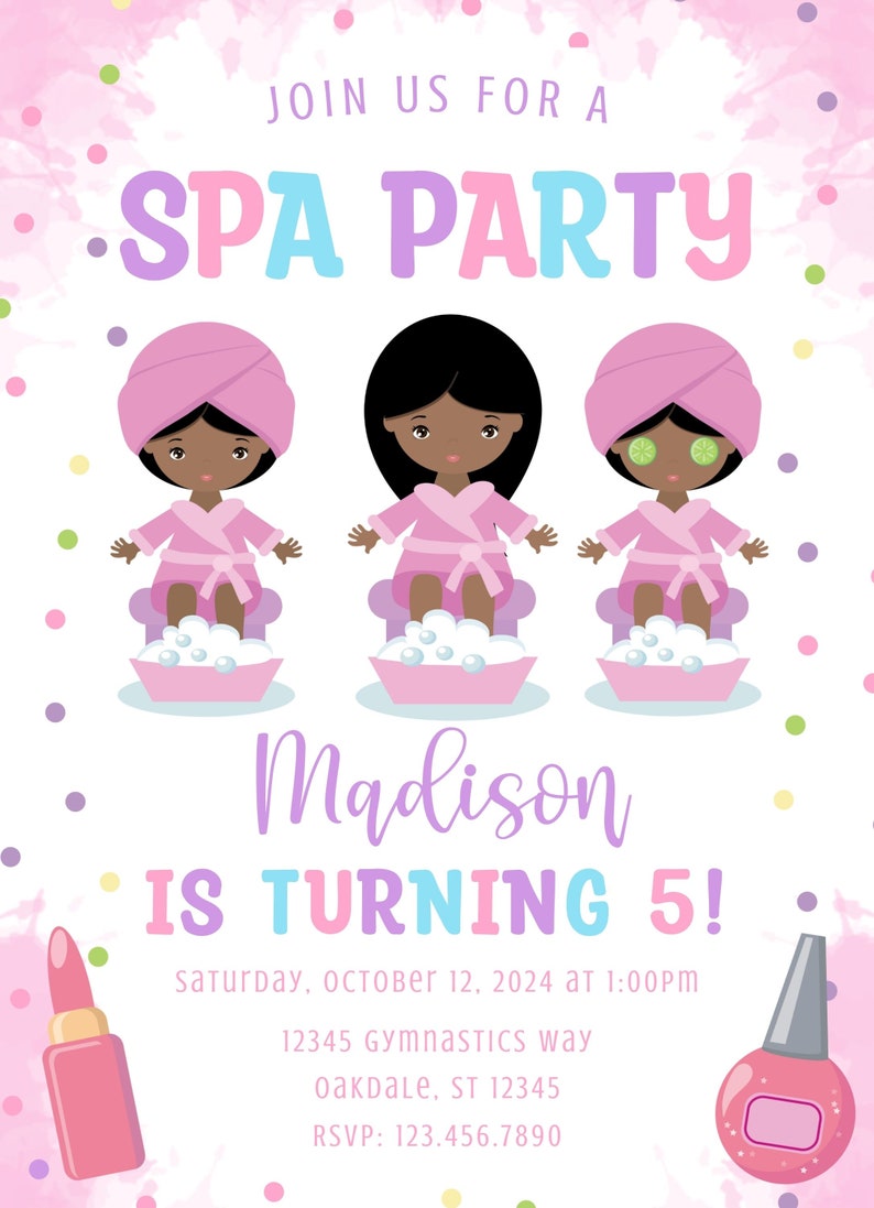 Editable Spa Birthday Invitation Template-spa Day Invite-pamper Party ...