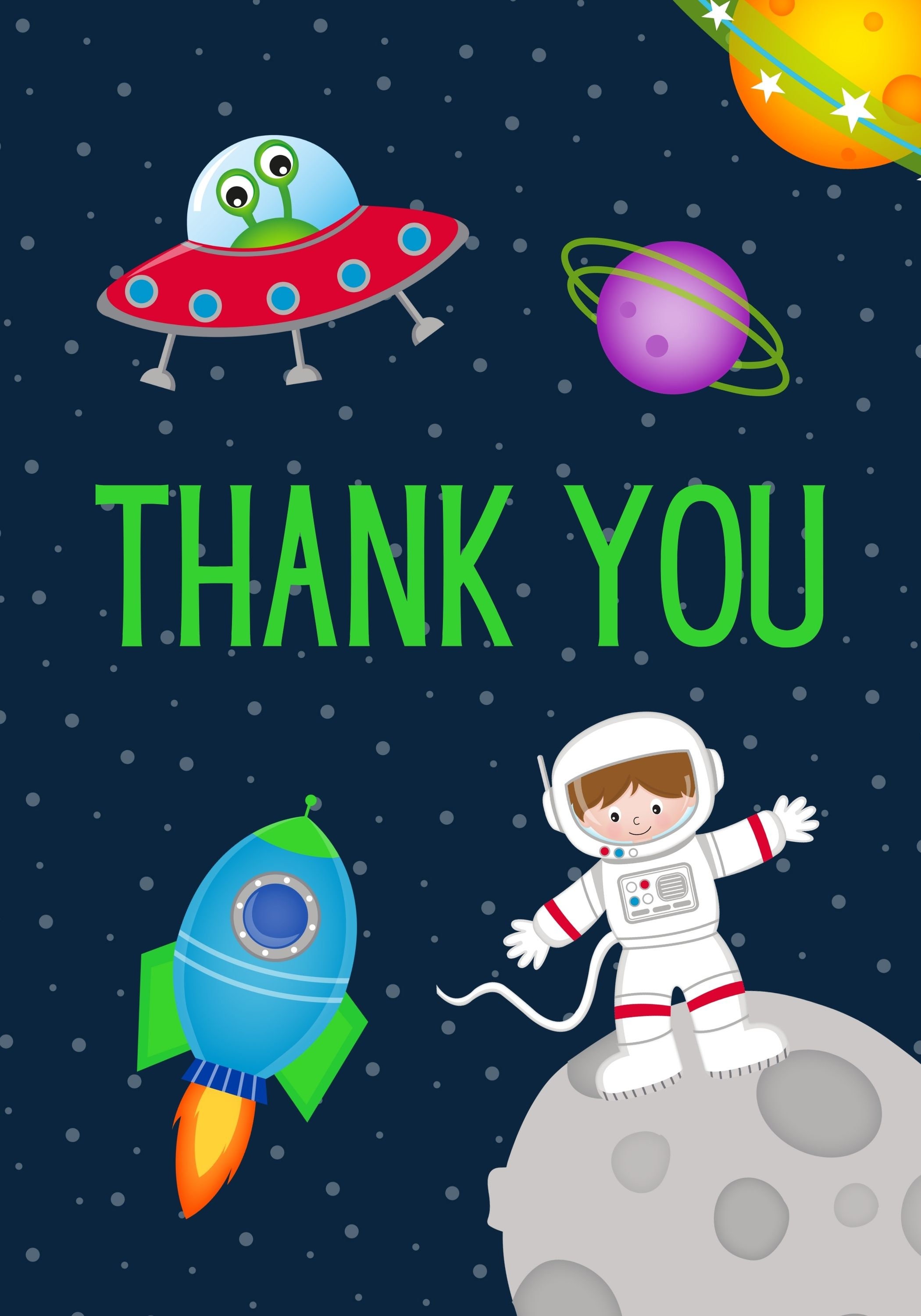 Thank You Card Template-astronaut Thank You Card-astronaut Birthday ...