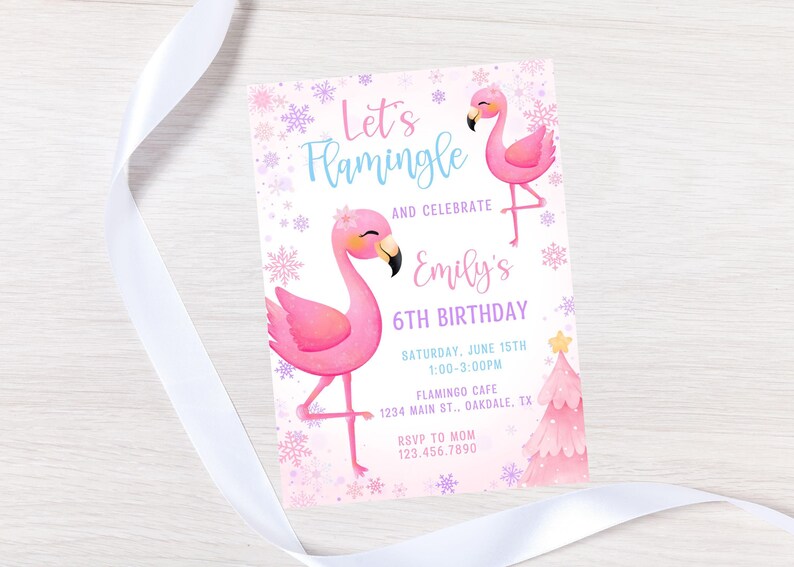 Flamingo Birthday Invitation Template | Editable Flamingle Invite ...