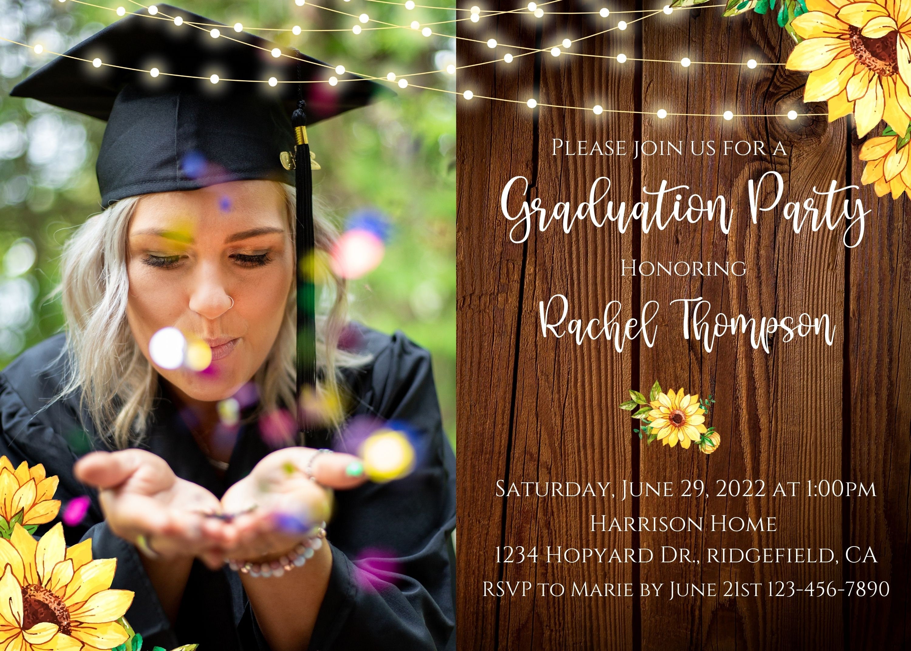 Graduation Invitation graduation Invite Template sunflower Graduation Graduation Invitation graduation Invite Template sunflower Graduation
