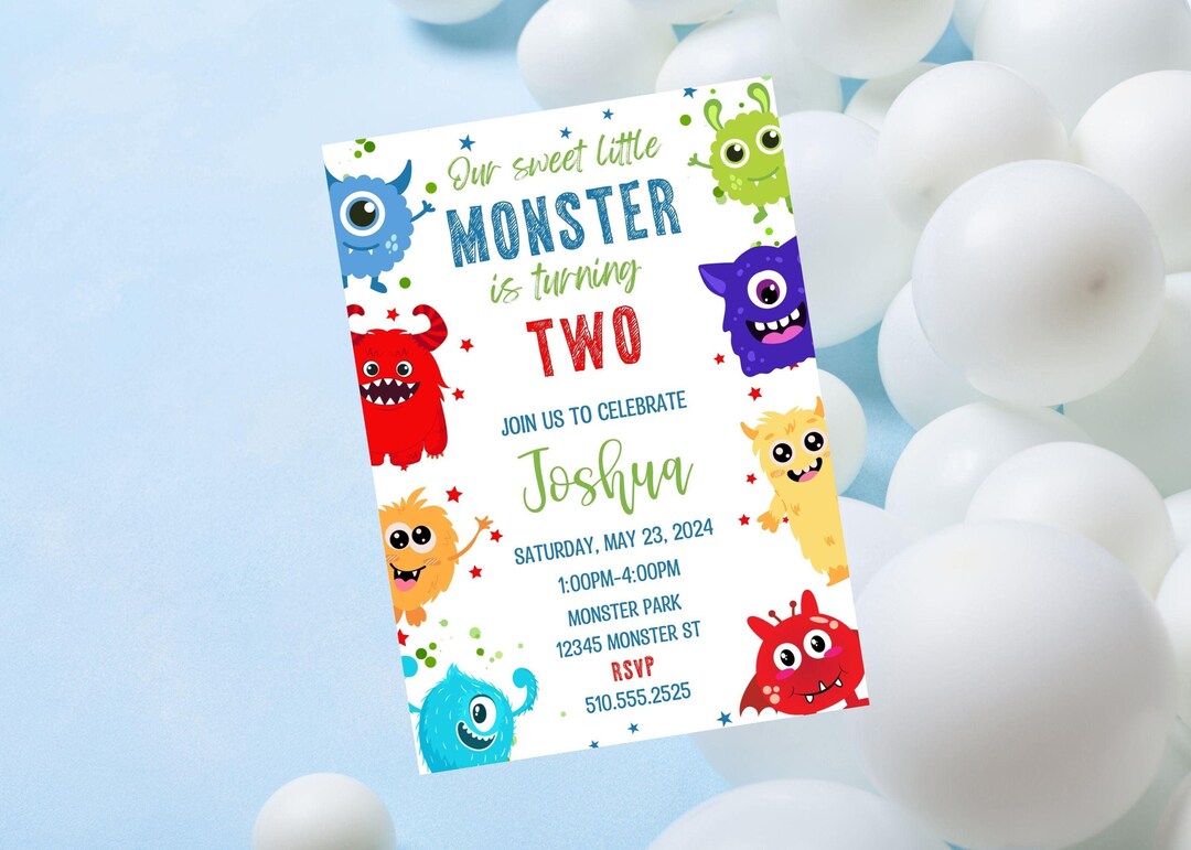 Editable Monster Birthday Invitation-monster Party Invite-instant ...