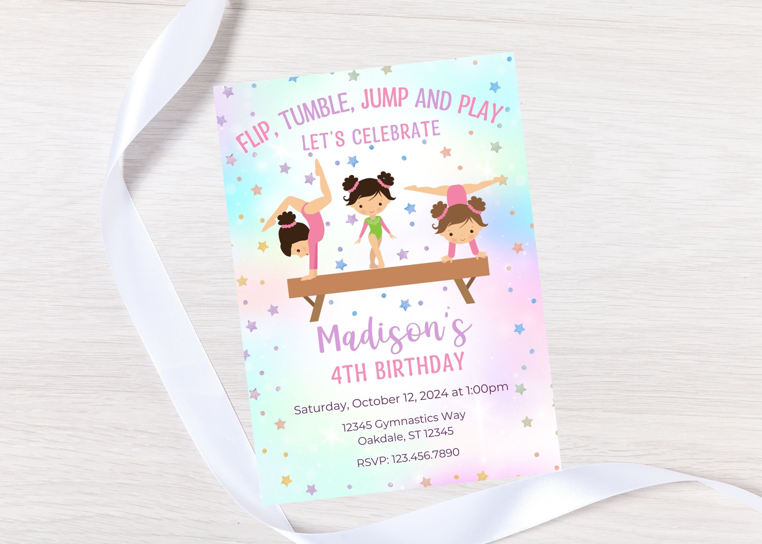 Editable Gymnastics Birthday Invitation Template-gymnastics Invite ...