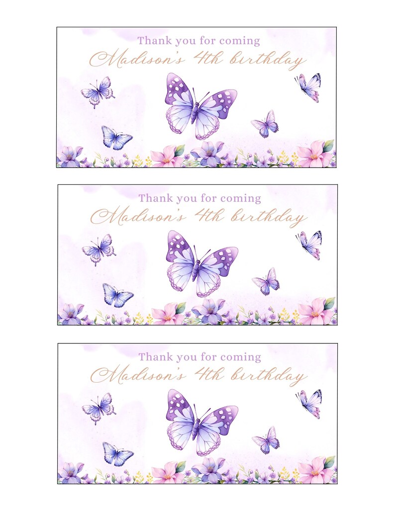 Editable Purple Butterfly Gable Box-butterfly Party Gift Box Labels ...