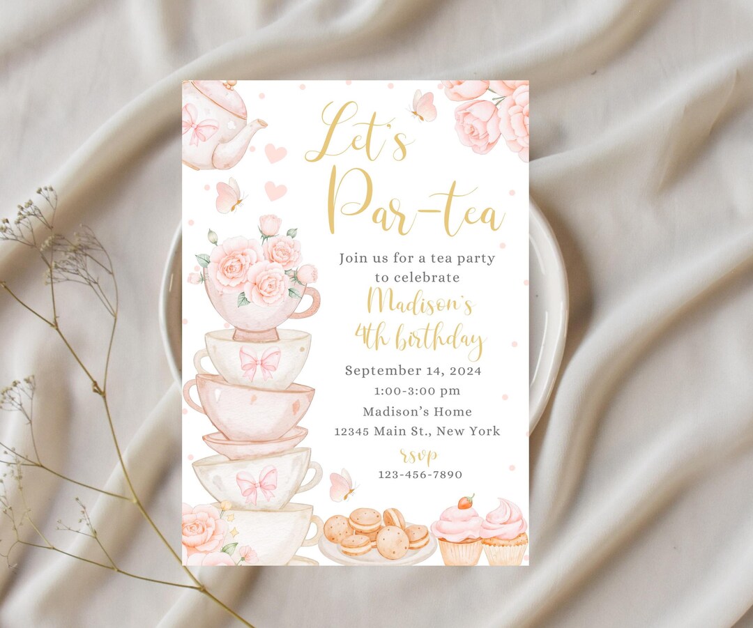 Tea Party Birthday Invitation-teapot Birthday Party-tea for Two Invite ...