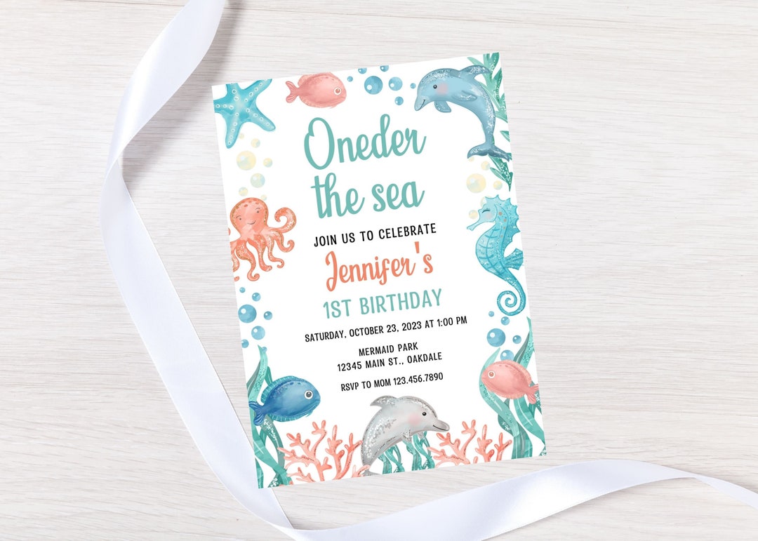 Editable Under the Sea Birthday Invitation-ocean Theme Invitation-sea ...