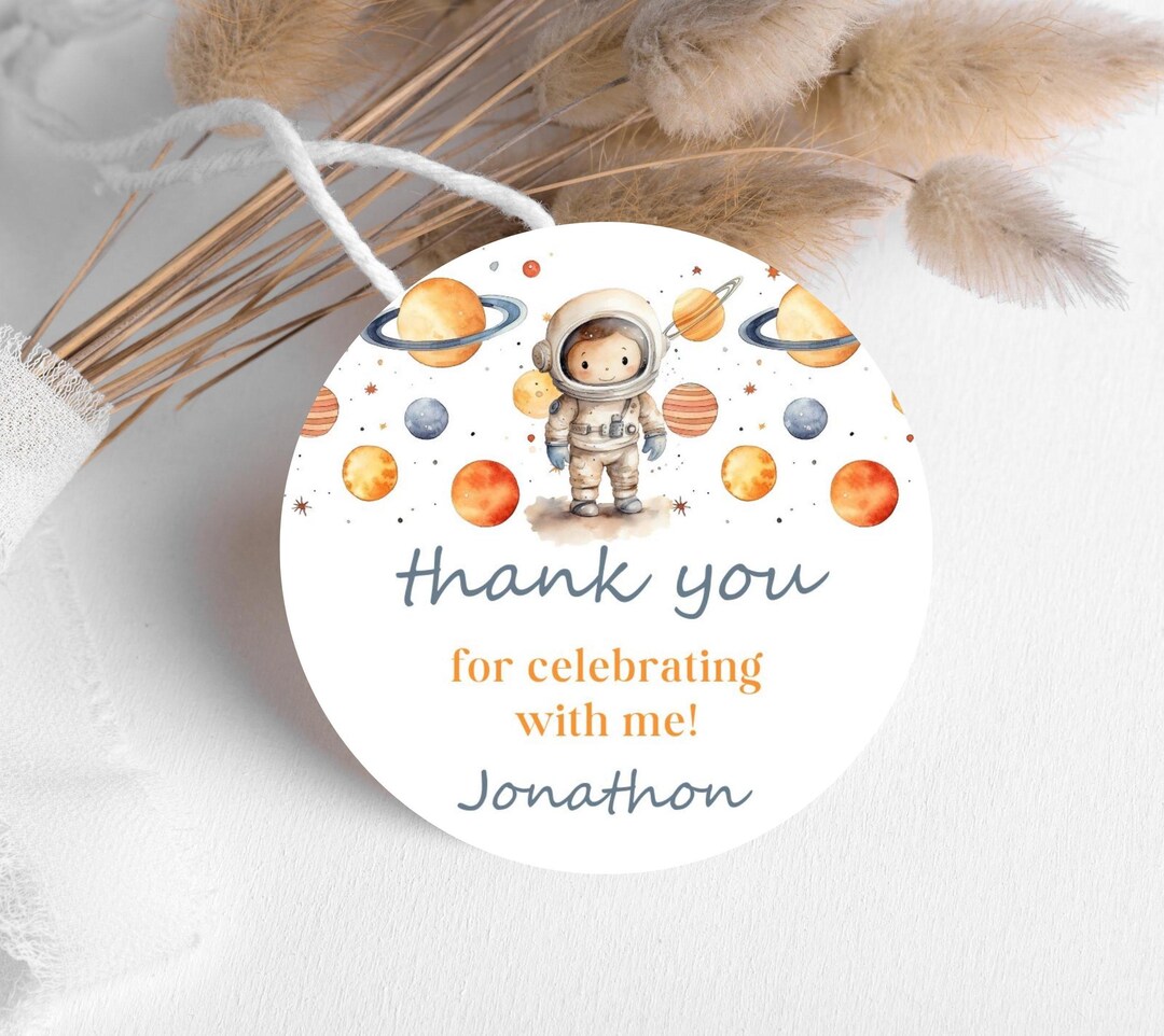 Space Thank You Tags - Boy Space Planet Birthday Favor Tags | Editable ...