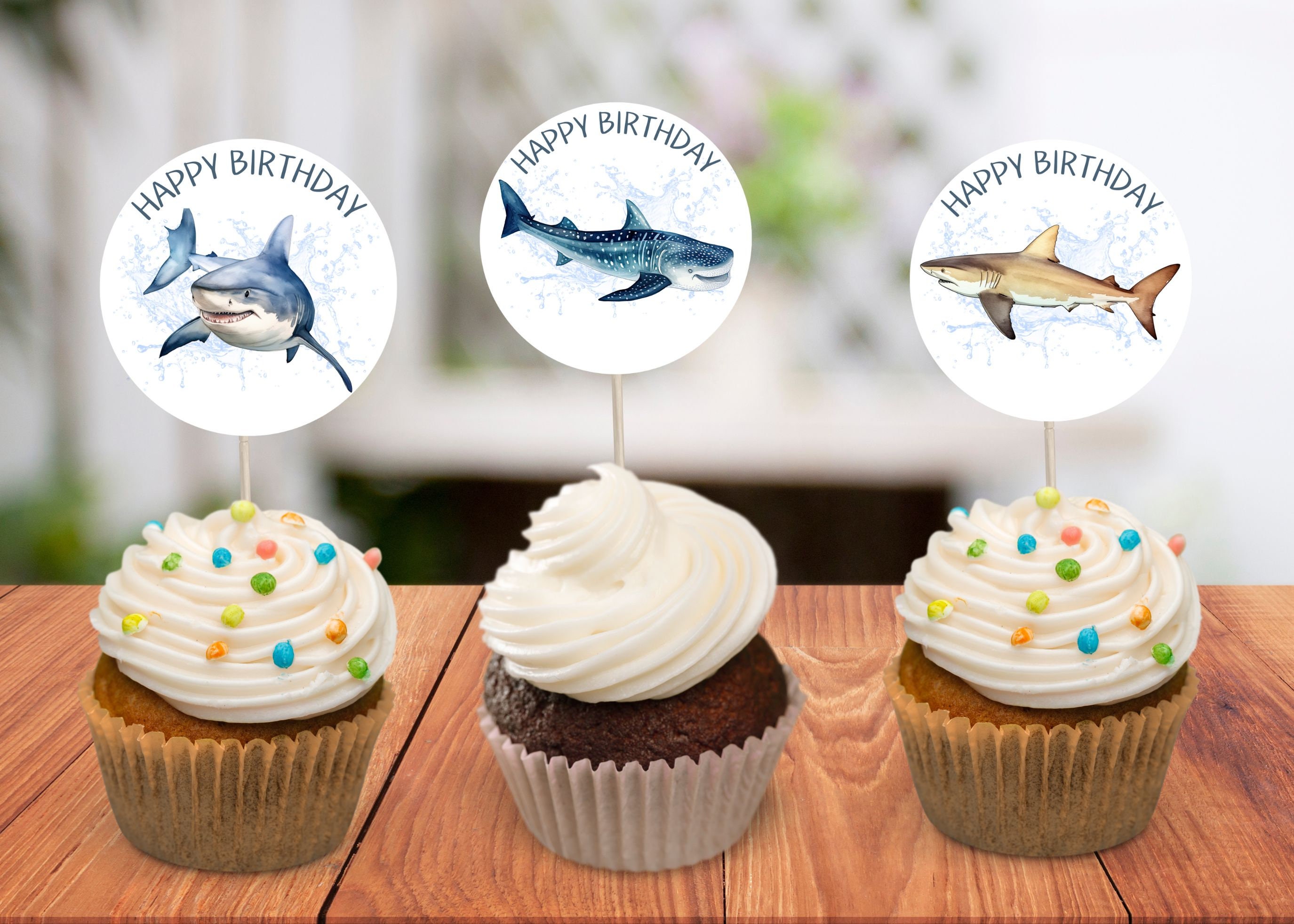Shark Cupcake Topper Editable-instant Download - Etsy
