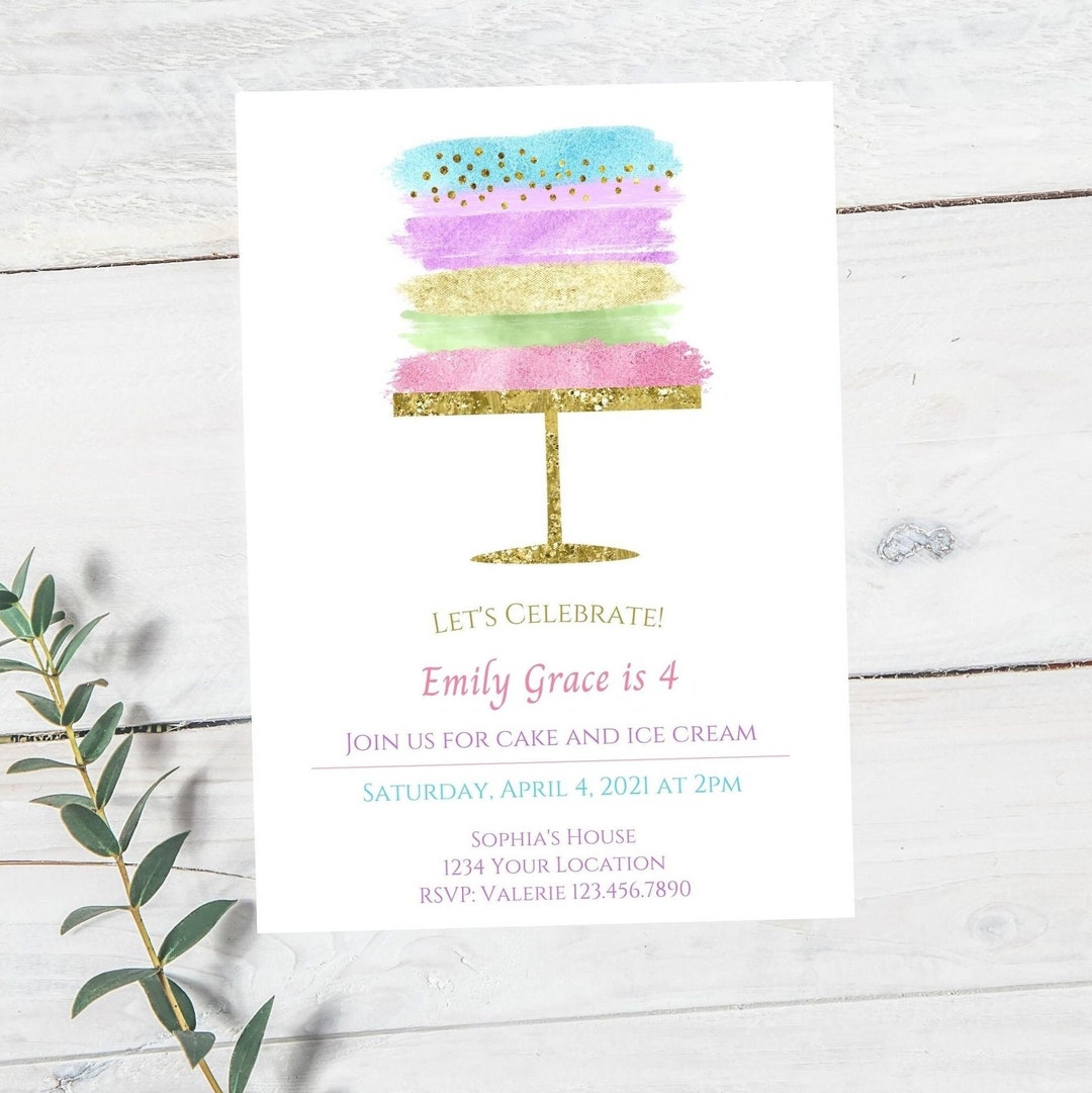 Birthday Cake Invite Template-cake Invitation-cake Birthday Invitation ...