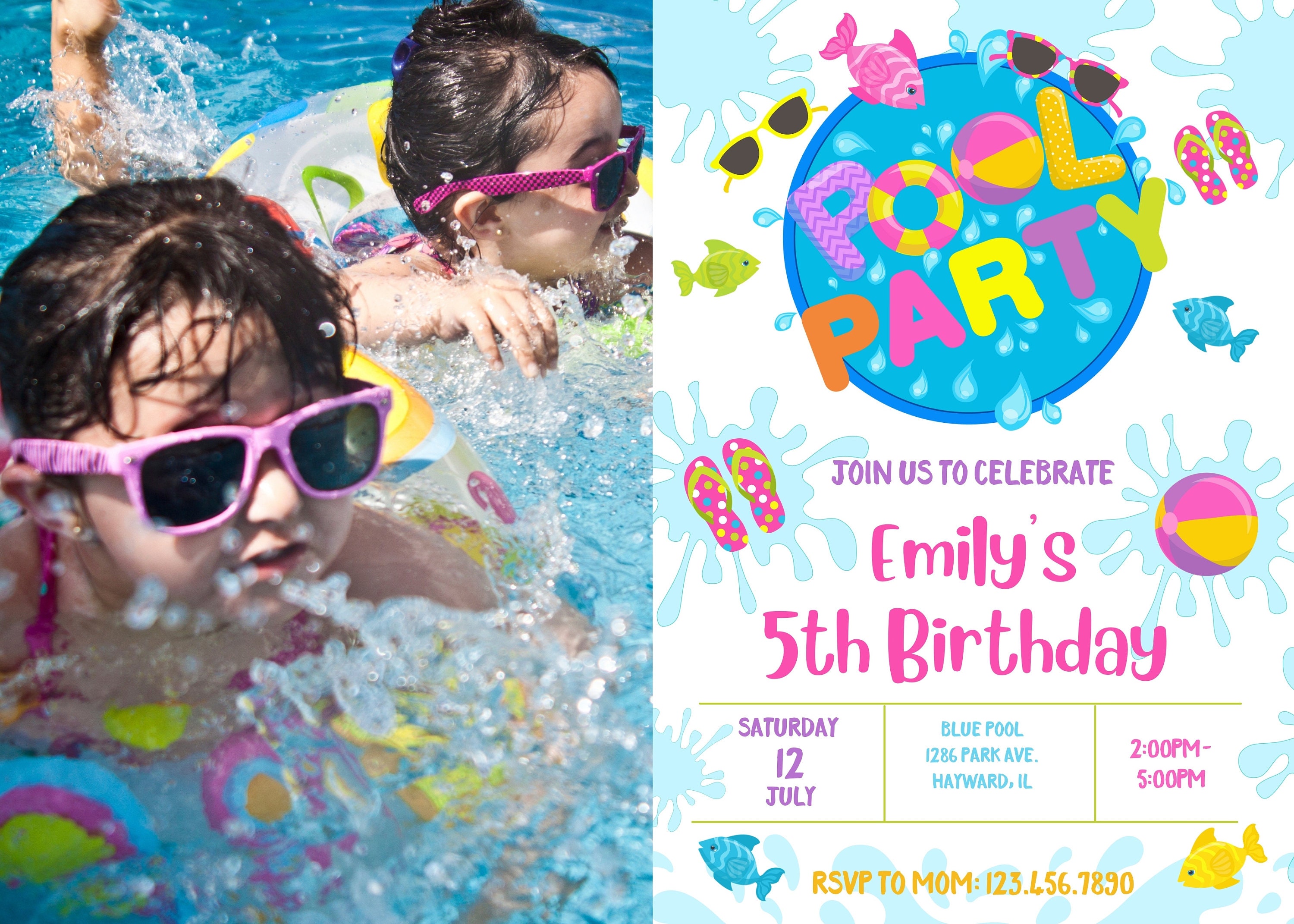 Pool Party Birthday Invitation Template-instant Download - Etsy