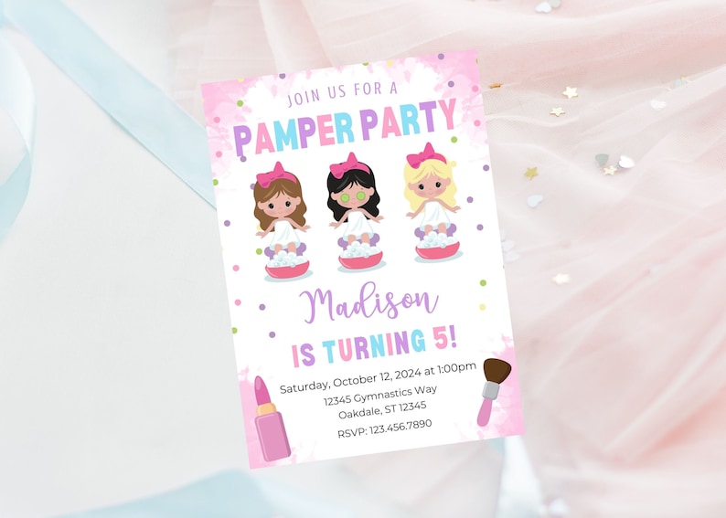 Editable Pamper Party Birthday Invitation Template-spa Day Invite ...