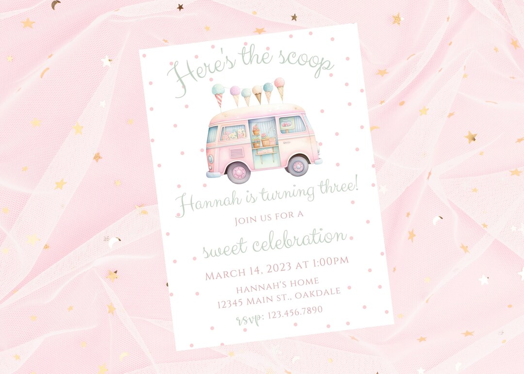 Heres the Scoop Birthday Invitation-two Sweet-ice Cream Birthday Party ...
