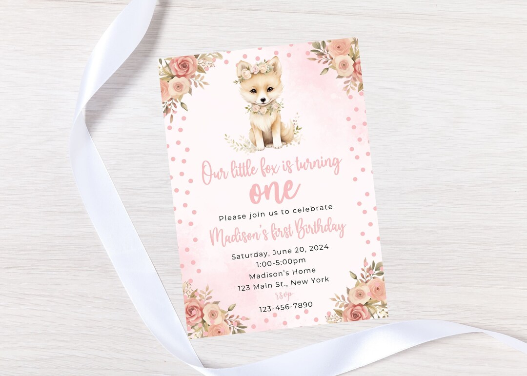 Editable Fox Birthday Invitation-fox Party Invite-woodland Animal ...