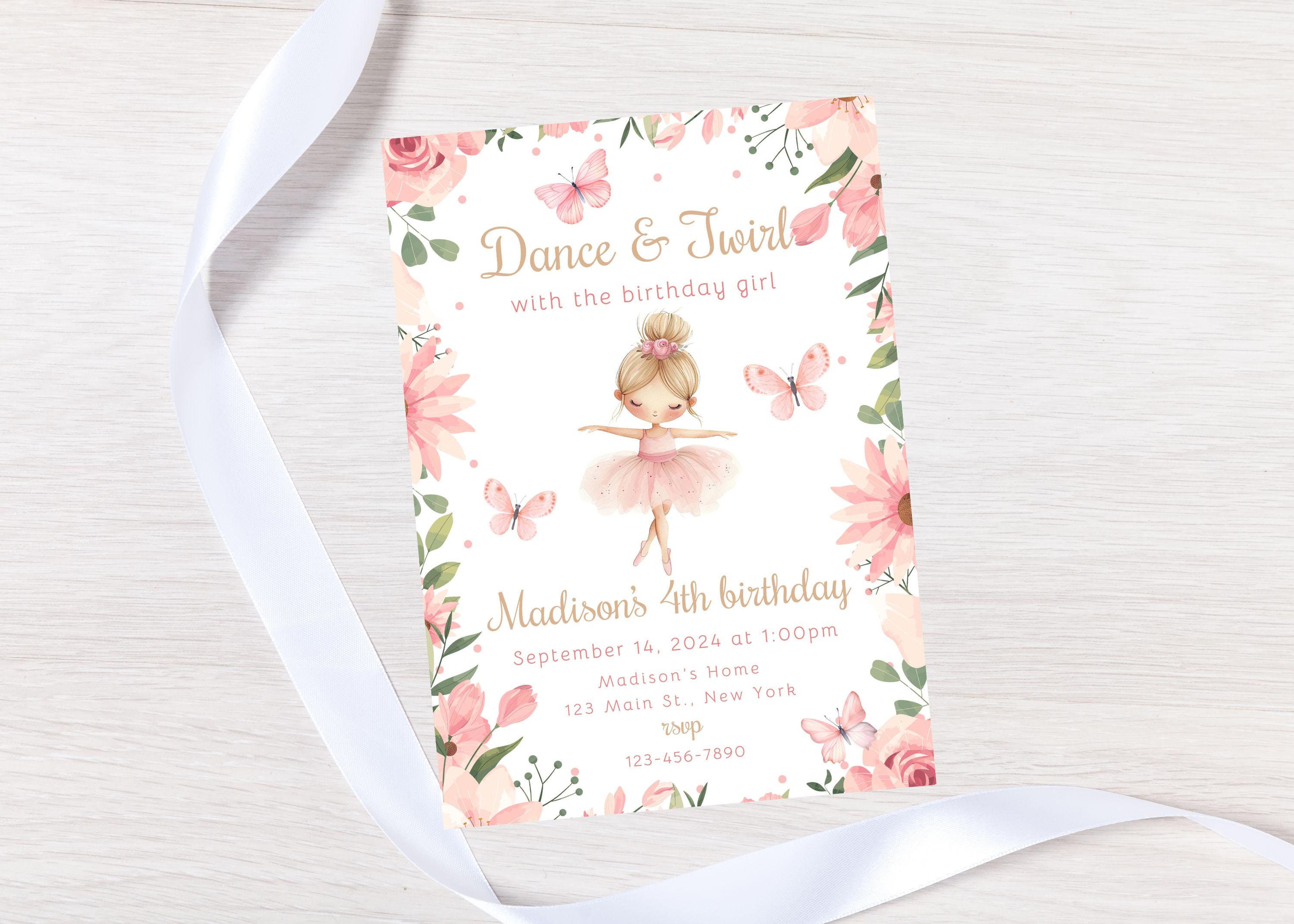 Editable Ballerina Birthday Invitation-ballerina Invite-dance ...