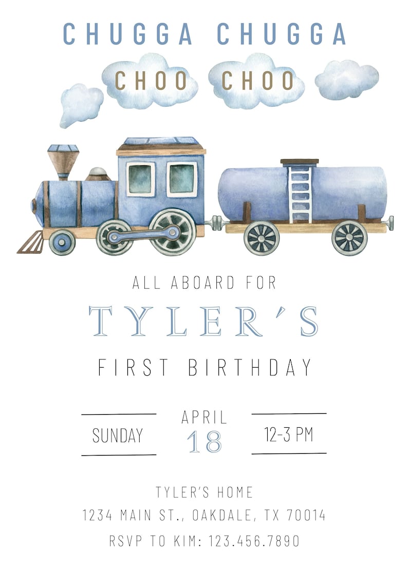 Editable Train Birthday Invitation Template-train Birthday Invitation ...