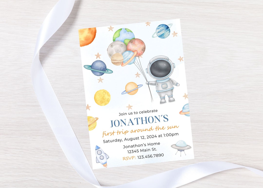Editable Planet Birthday Invitation-astronaut Party Invite-outerspace ...