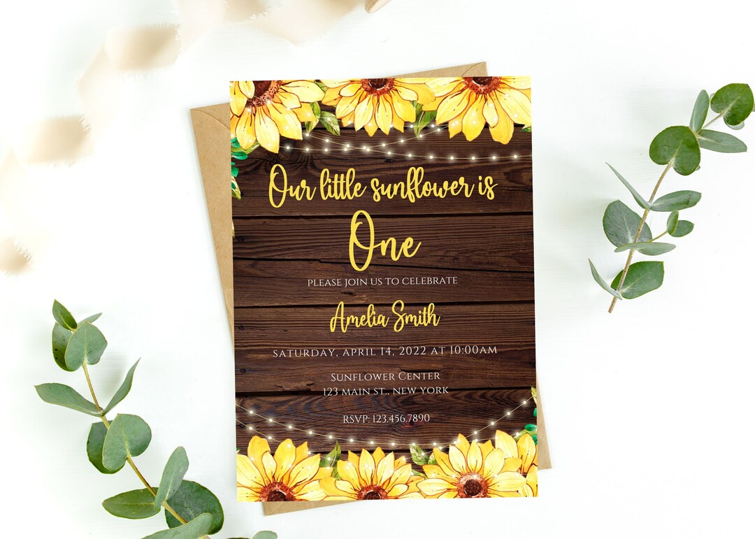 Sunflower Birthday Invitation-sunflower Party Invitation-instant ...
