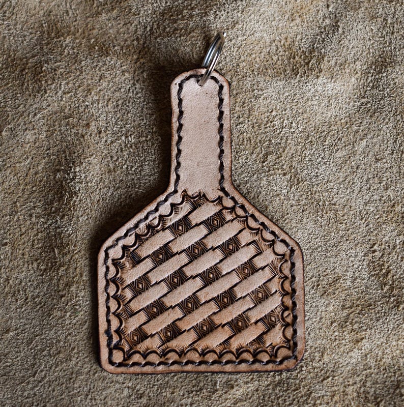 Handmade Leather Cow Tag Keychain Western - Etsy