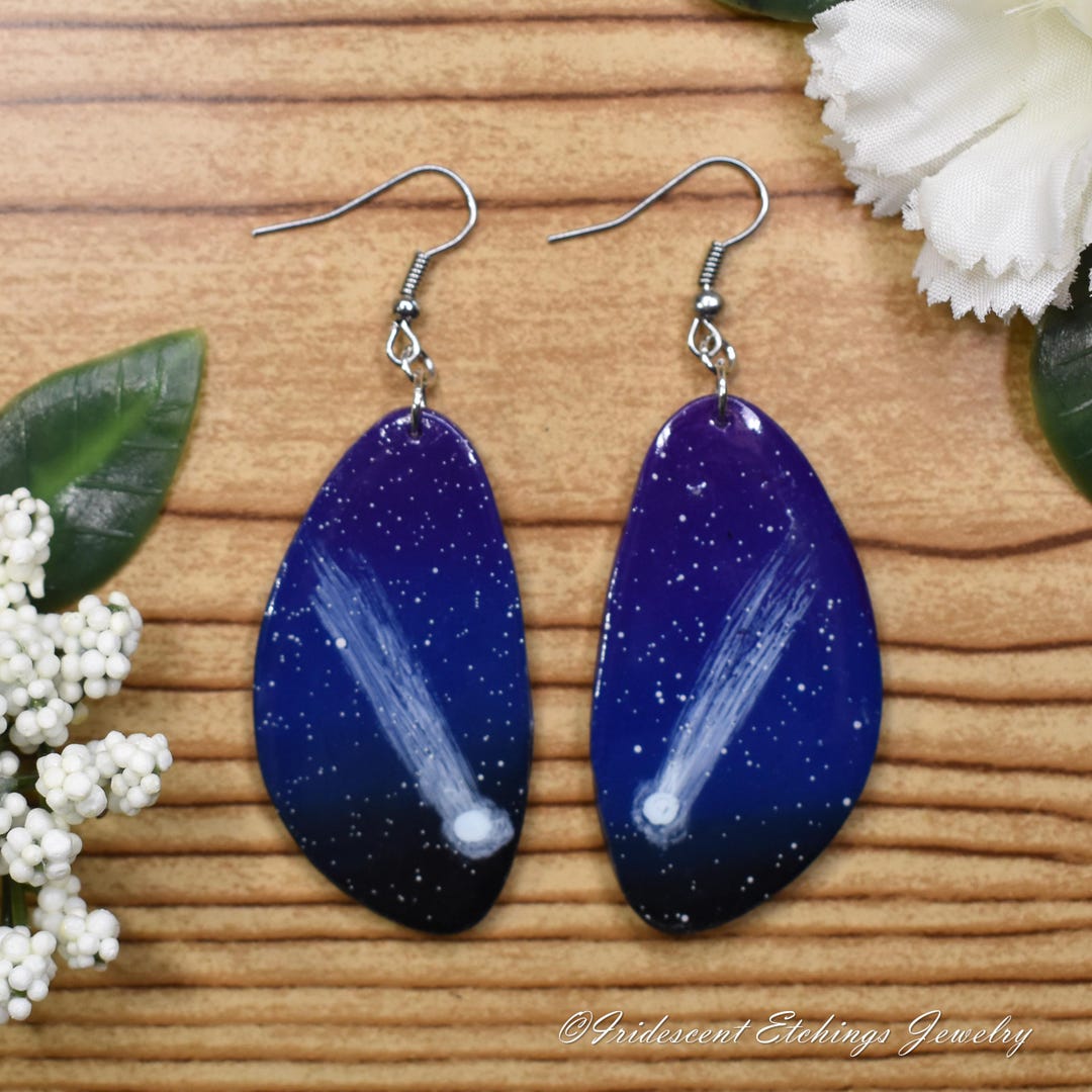 Handmade Shooting Star Polymer Clay Earrings | Space Jewelry | Galaxy ...