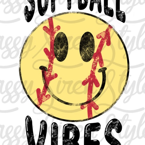 Smiley Face Softball Softball Png Baseball Png Smiley Face - Etsy