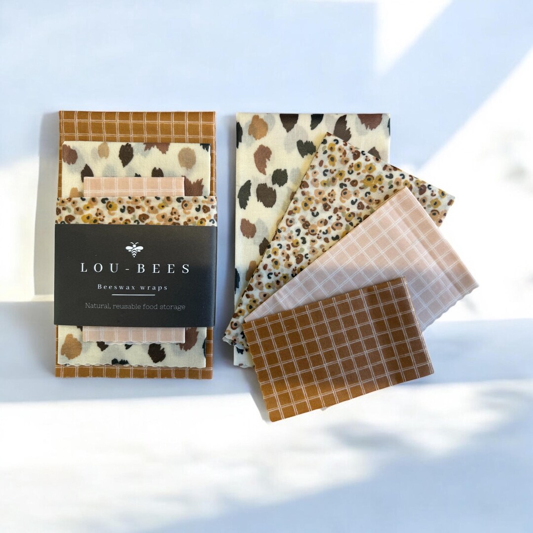 Beeswax Food Wraps, Natural Lepoard, Checked 4k Large Sizes. Eco ...