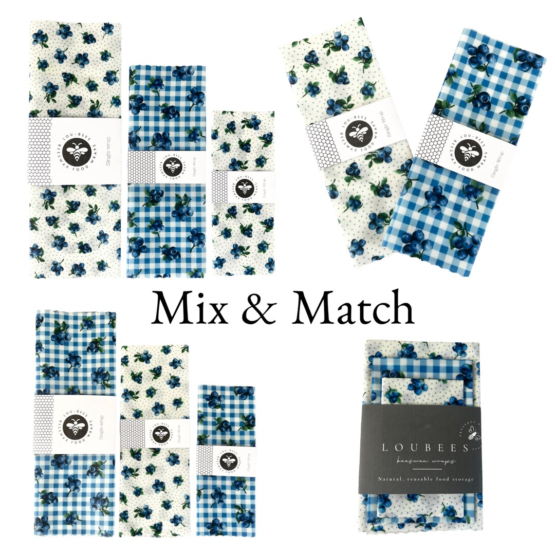 Mix & Match Blueberries Beeswax Food Wraps Eco Friendly Food - Etsy