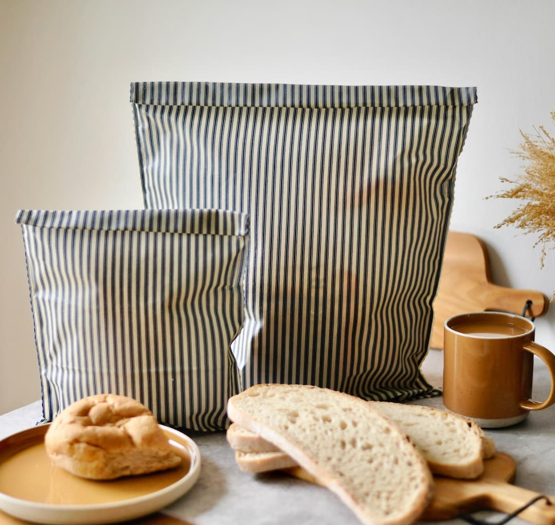 Lou-bees Pure Organic Cotton Navy Striped French-inspired Beeswax Bag ...