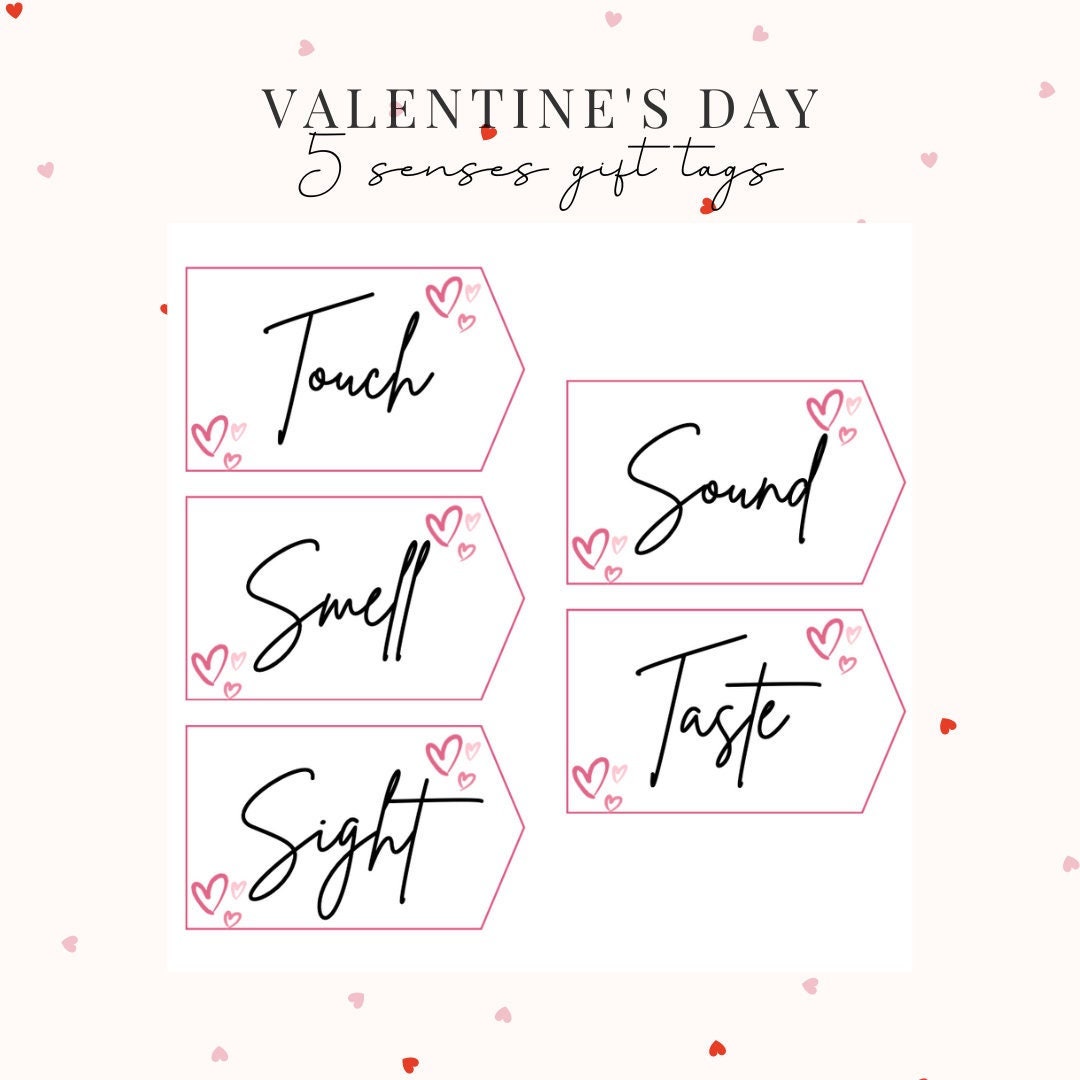 Valentines Day 5 Senses Gift Tags (2.5x4) | Valentine, 5 Senses, Pink ...