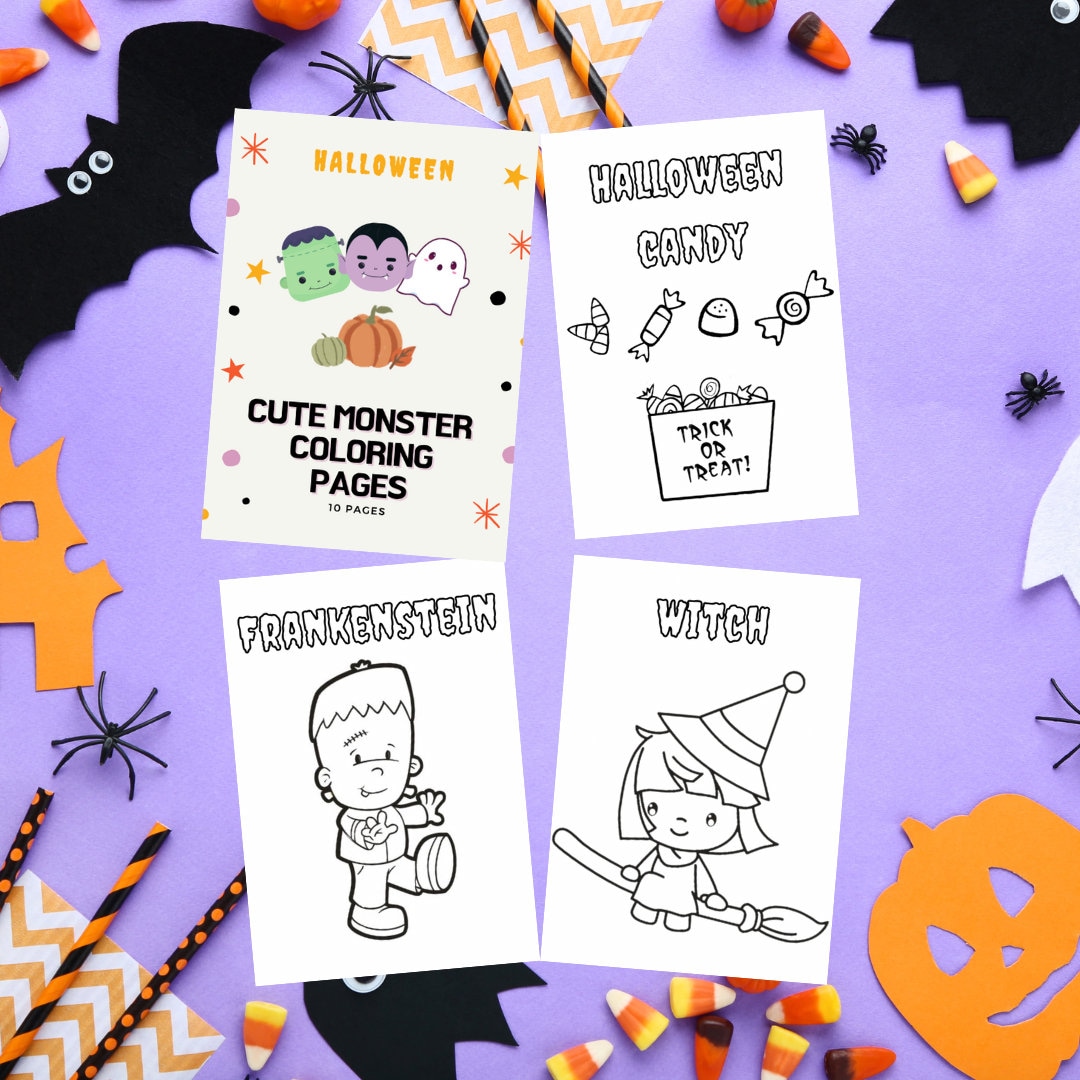 Cute Halloween Monster Coloring Book | Coloring Pages, Kid Pages ...