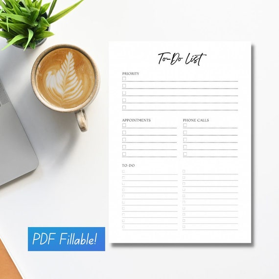 PDF Fillable/ Priority To-do List Priority Minimalist - Etsy